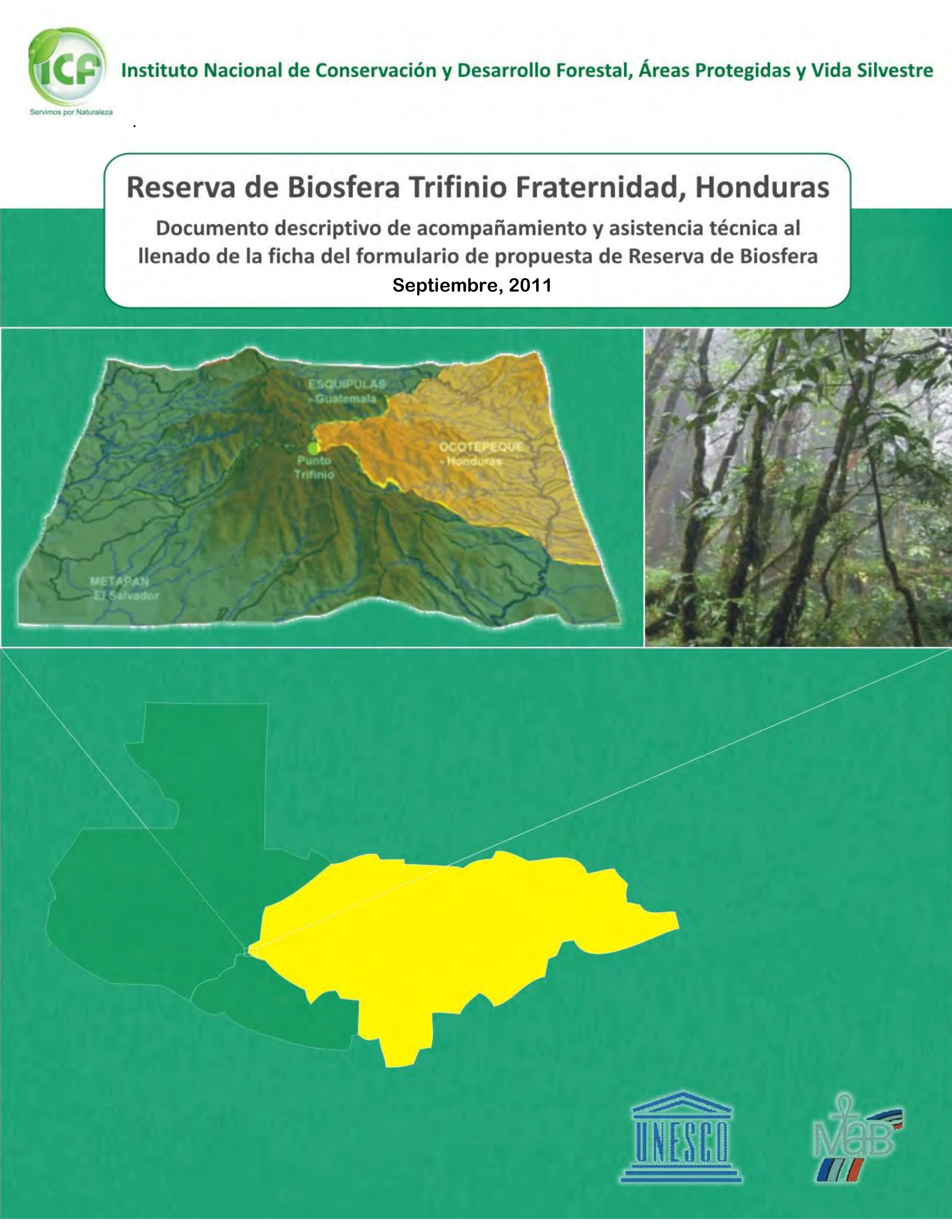Ficha UNESCO MAB reserva biósfera trifinio Fraternidad Honduras 2011